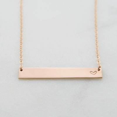 Rose Gold Heart Bar Necklace - Eden Zoe